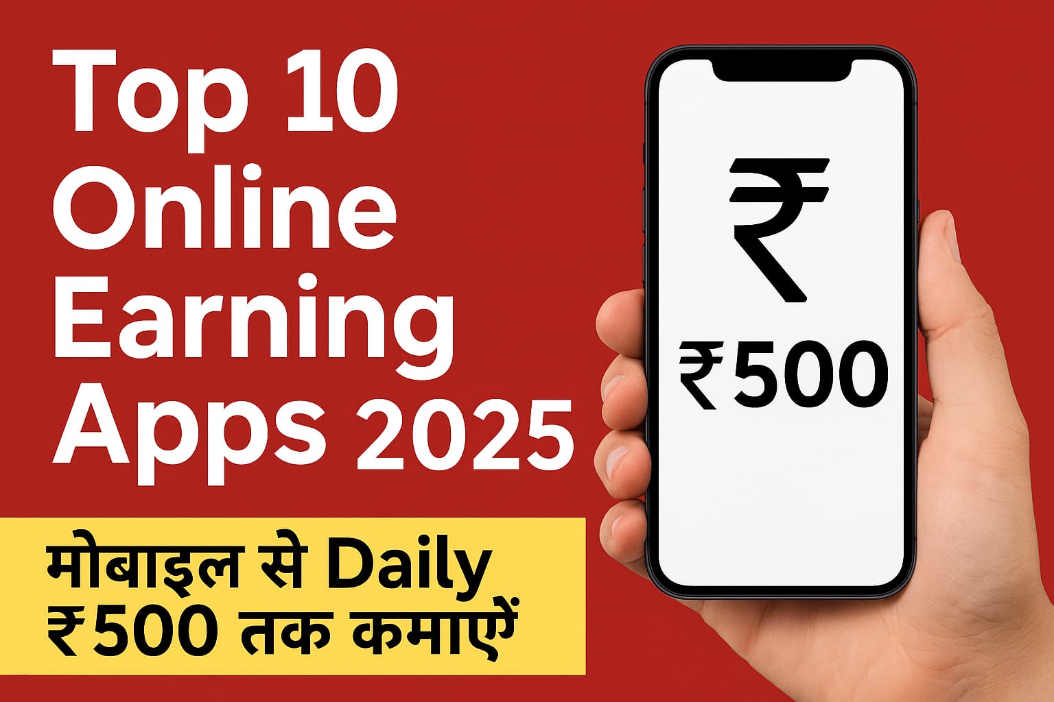 Top 10 Online Earning Apps | मोबाइल से Daily ₹500 तक कमाएँ